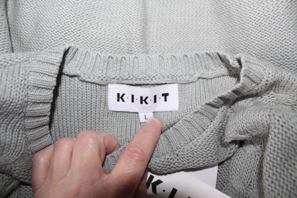 New Kikit Mint Green Fringed Cable Knit Pullover Sweater Women's Size ...