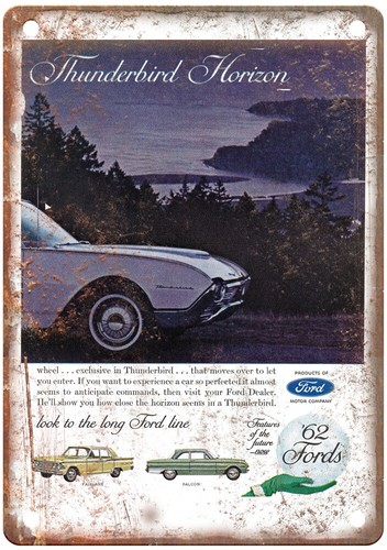 Vintage 1962 Ford Thunderbird P2 Ad Retro Look Metal Sign A7288 | eBay