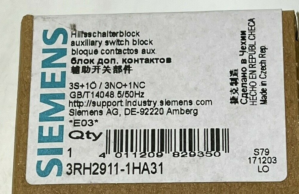 Siemens Auxiliary Switch Block 3rh2911-1ha31 3no 1nc for sale online | eBay