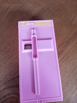 VINTAGE 1990 MATTEL BARBIE DOLL PINK FRIDGE REFRIGERATOR FROM KITCHEN ...