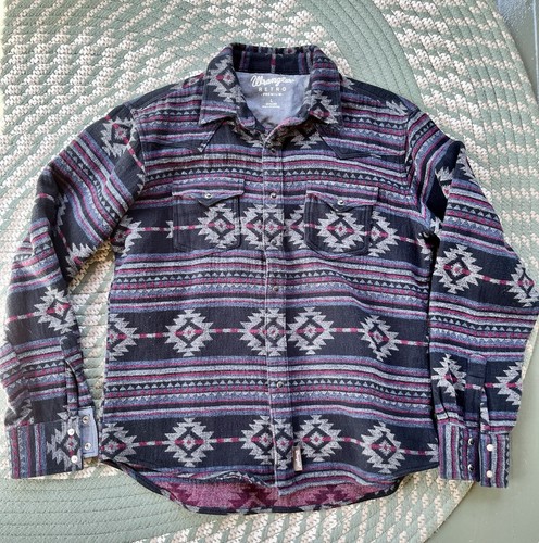 Wrangler Retro Premium Mens Aztec Jacquard Pearl Snap Jacket SZ Medium ...
