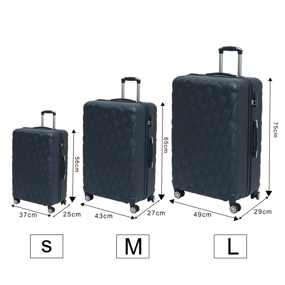 Suitcase Cabin Carry On Hand Luggage 4 Wheels Hard Shell Travel ABS ...