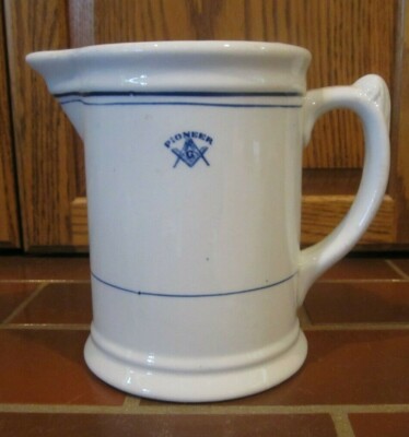 Masonic Jackson Vitrified China Blue Stripe Pitcher Pioneer | eBay