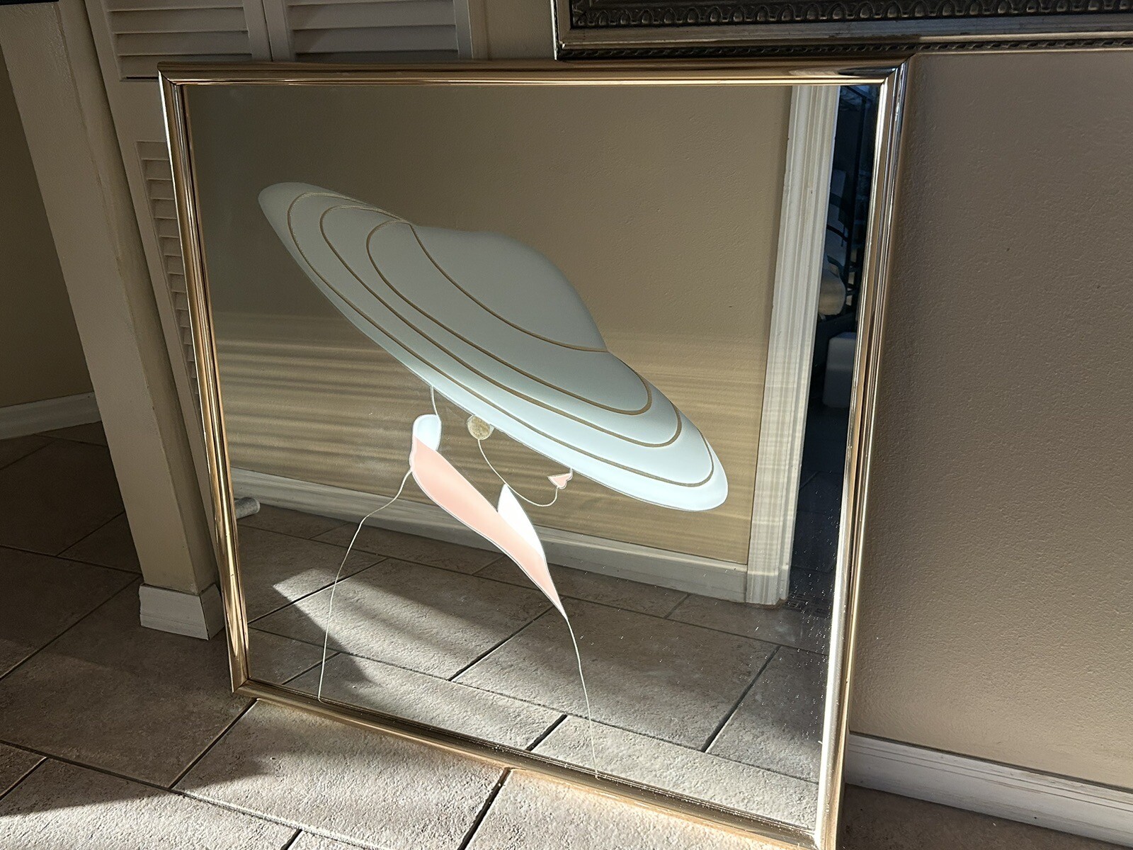 VTG Windsor ? Art Mirror Lady w/hat 36”x 36” | eBay