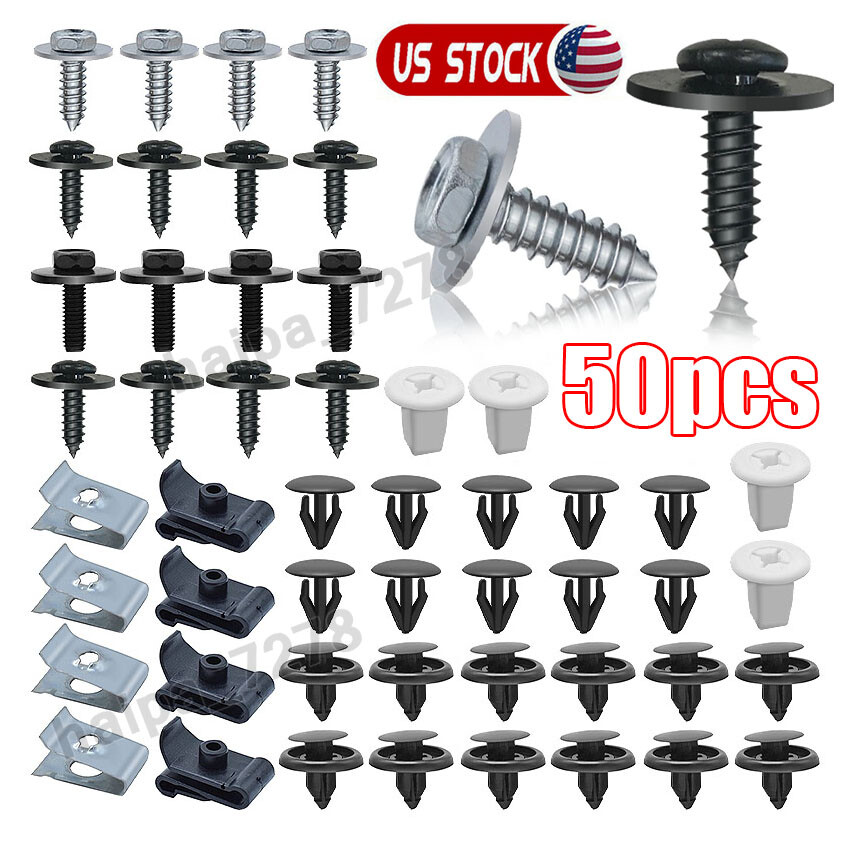 50X Car Clips Fastener Bumper Fender Engine Retainer Push Pin Screws ...