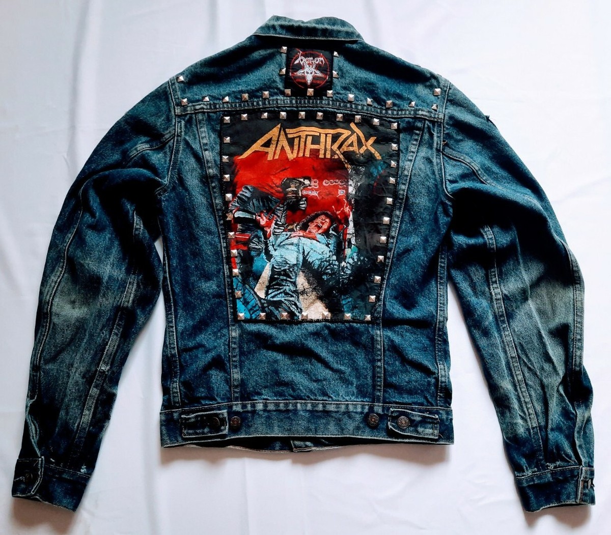 Anthrax Venom Slayer Iron Maiden Patched Studded Denim Levis Anthrax Venom Slayer Iron Maiden Patched Studded Denim Levis