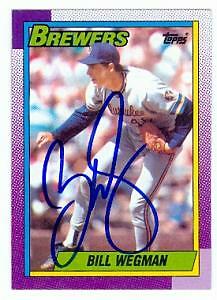 Bill Wegman autographed baseball card (Milwaukee Brewers) 1990 Topps ...