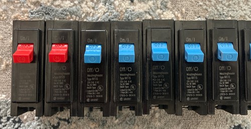 LOT of 8 Westinghouse BR120 & BR115 1 POLE 20 AMP and 15 AMP CIRCUIT ...