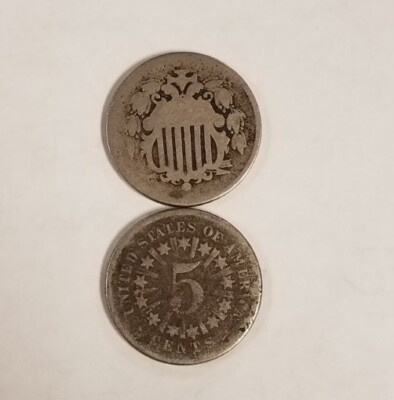 966667PDN1 DUG UP NO DATE U.S. SHIELD NICKEL 1866-1867 5c COIN 158 ...