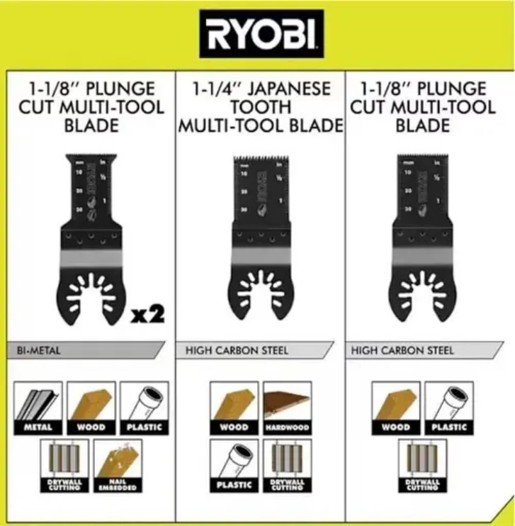 New RYOBI A24402 4-Piece Wood and Metal Oscillating Multi-Tool Blade ...
