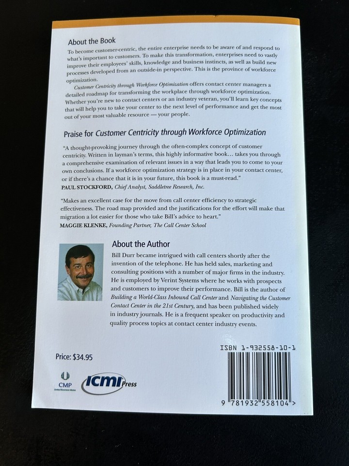 Customer Centricity Through Workforce Optimization by Bill Durr (2007 ...