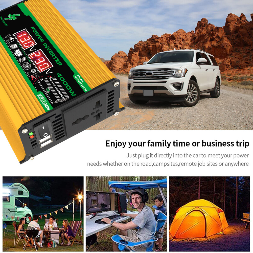 12V To 220V/110V Vehicle Smart Inverter Power Converter Dual USB for RV ...