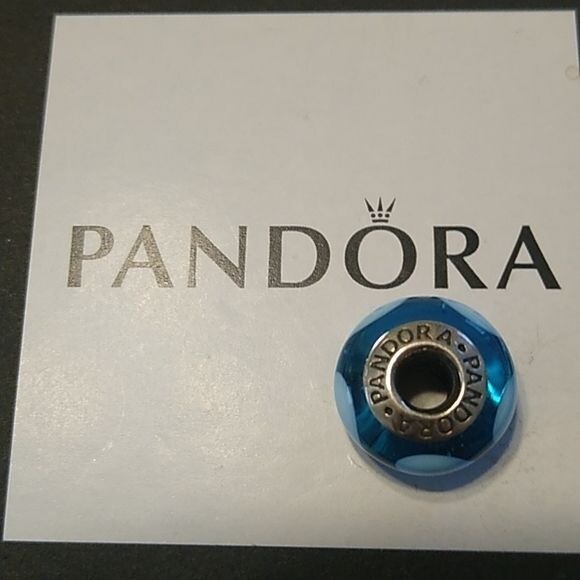 Pandora Murano Aqua Blue Hearts Charm 790657 Sterling… - Gem