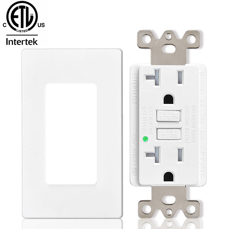GFI GFCI Outlet 15 Amp 20 Amp Wall Duplex Receptacle Non-TR/WR with ...