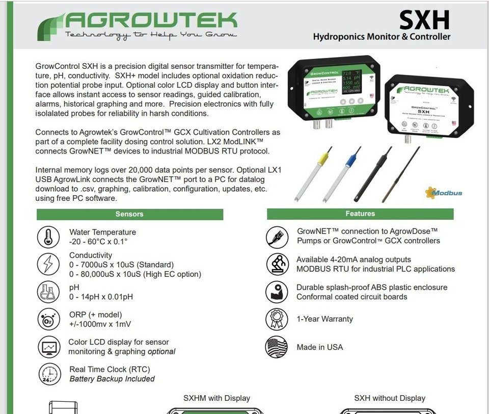 AGROWTEK GROWCONTROL DIGITAL WATER SENSOR SXHM+ORP BRAND NEW WIFI CONTROLLER | eBay