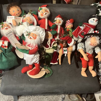 ANNALEE DOLLS, CHRISTMAS Large Dolls Lot Of 11 Great Shape Snowman Mrs ...
