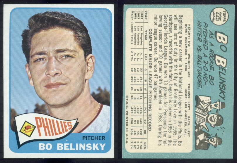 (36058) 1965 Topps 225 Bo Belinsky Phillies-EM | eBay
