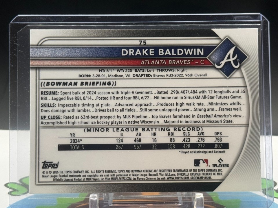 2025 Bowman Chrome Drake Baldwin #75 RC Red Variation | eBay