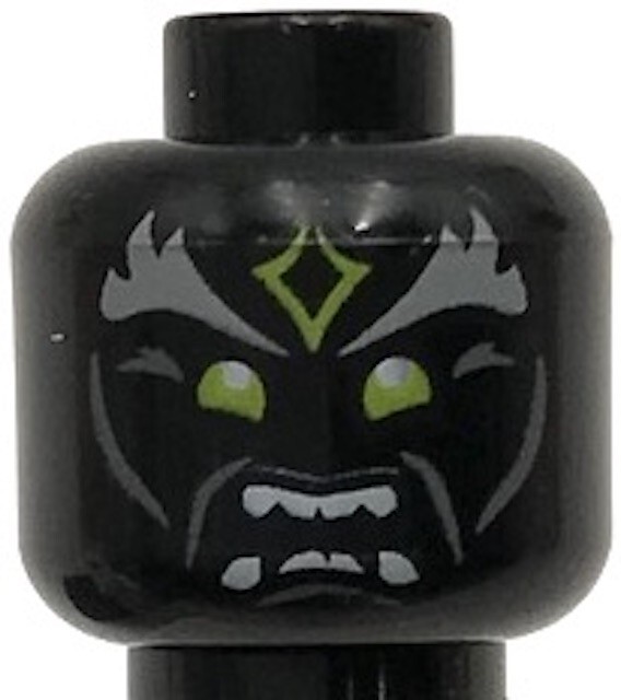 Lego New Black Minifigure Head Alien Bushy Eyebrows Forehead Tattoo ...