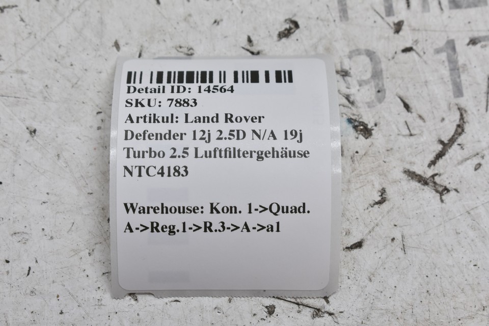 Land Rover Defender 12J 2.5D N/A 19J Turbo 2.5 Scatola Filtro Dell'Aria ...