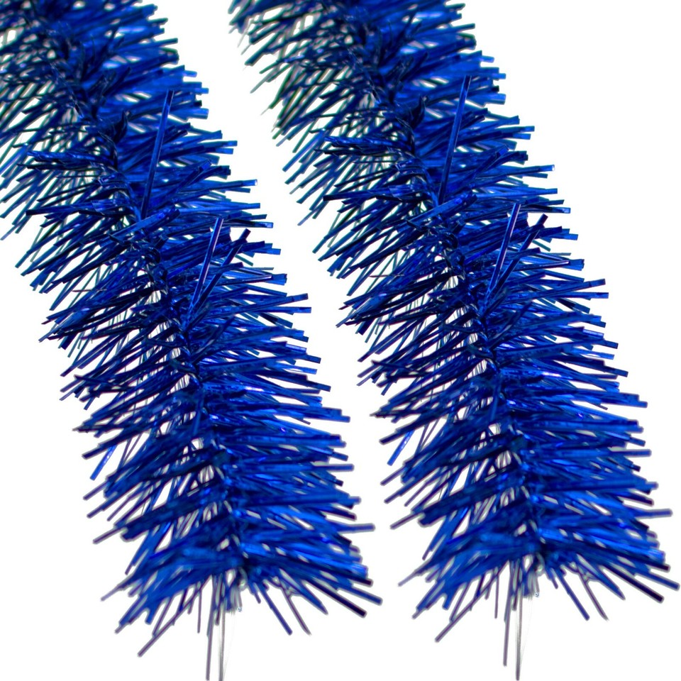 Metallic Blue Tinsel Garland 30FT Length 3IN Width Christmas Tinsel ...
