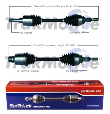 SurTrack Pair Set of 2 Front CV Axle Shafts For Dodge Avenger Chrysler ...