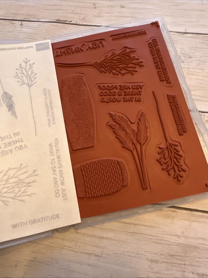 Retired Stampin Up Earthen Textures Cling Red Rubber Stamp & Die Set | eBay