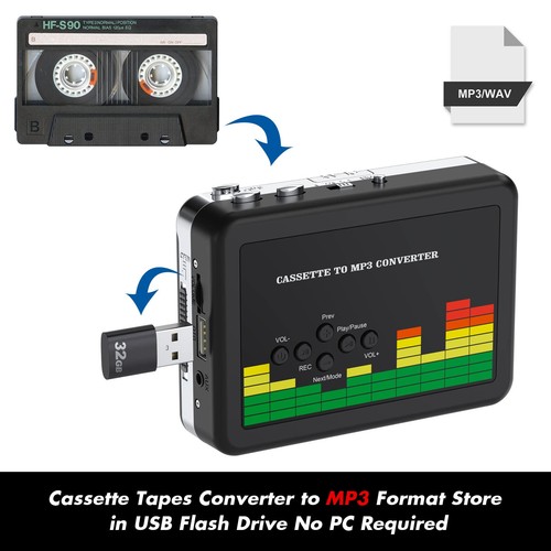 USB Cassette Player, Portable Walkman Stereo Tape to MP3 Converter ...