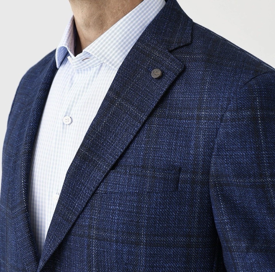 Peter Millar Navy Blue Clyde Plaid Soft Jacket Sport Coat Blazer 44R ...