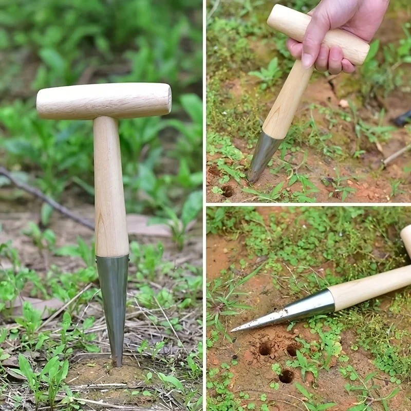 Stainless Steel Bulb Dibbler Planter Dibber Hole Puncher Gardening Tool ...