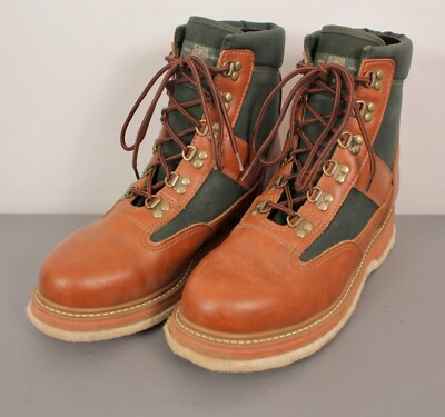 Men's Brown & Green Gokey Fly Fishing Outdoor Felt Sole Boots Sz 12 ...