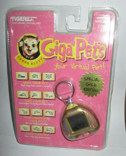 VINTAGE 1997 TIGER , GIGA PETS COMPU KITTY, VIRTUAL PET, SPEC. GOLD ED ...