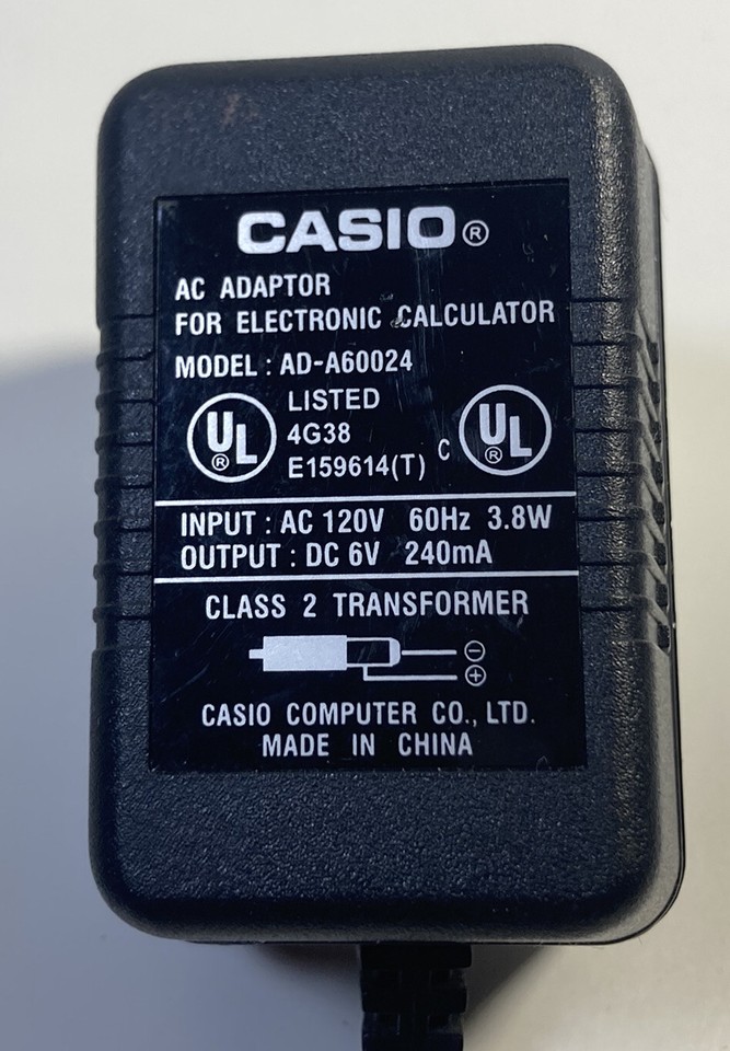 Genuine Casio AD-A60024 Switching Adaptor 6V 240mA Power AC Adapter | eBay