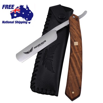 Professional Razor Barber Wooden Handle Cut Throat Shaving Razor Safety ...