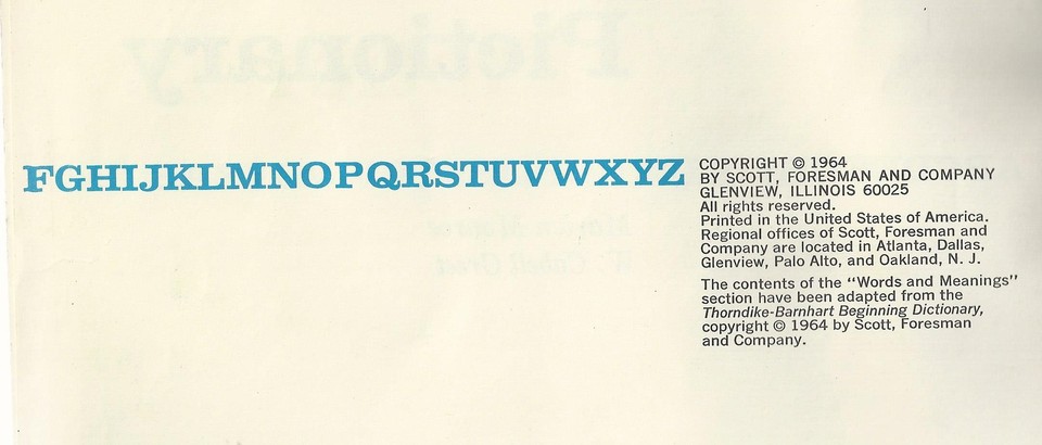 MY SECOND PICTIONARY Scott Foresman 1964 pb 1st . EX++ | eBay