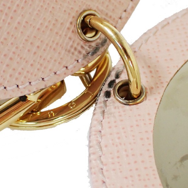 LOUIS VUITTON Logo Bag Charm Mirror Monogram Leather Pink LOUIS VUITTON Logo Bag Charm Mirror Monogram Leather Pink