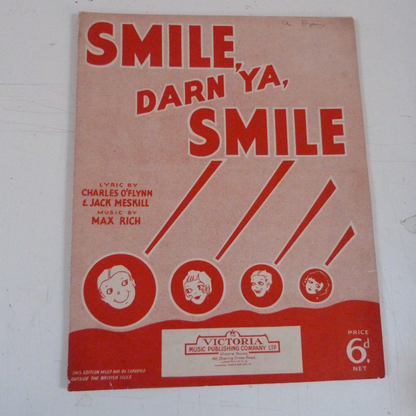songsheet SMILE DARN YA SMILE Max Rich 1931 | eBay