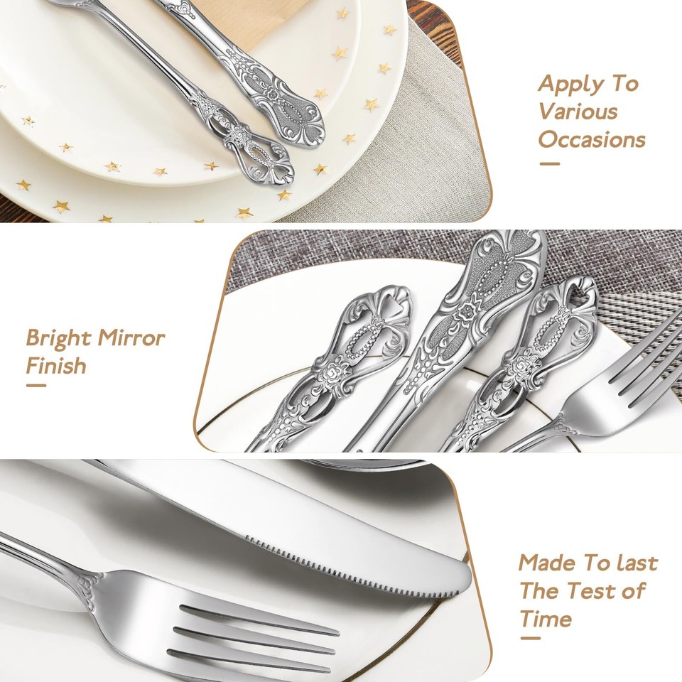 Gorgeous Retro Royal Silverware Set For 8 18/0 Stainless Steel 40-Piece ...