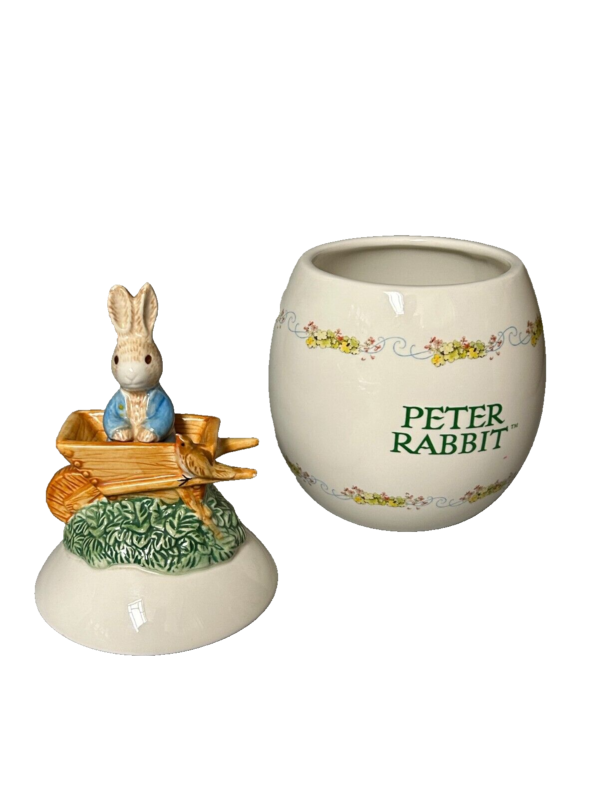 2003 Peter Rabbit Ceramic Egg Shaped Jar Teleflora Beatrix Potter ...