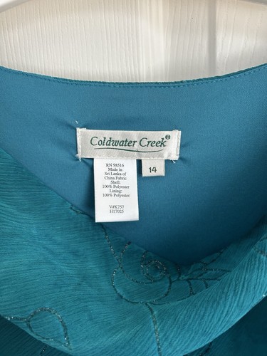 WOMEN'S LONG DEEP GREEN DRESS WITH OVER BLOUSE - BY COLDWATER CREEK ...