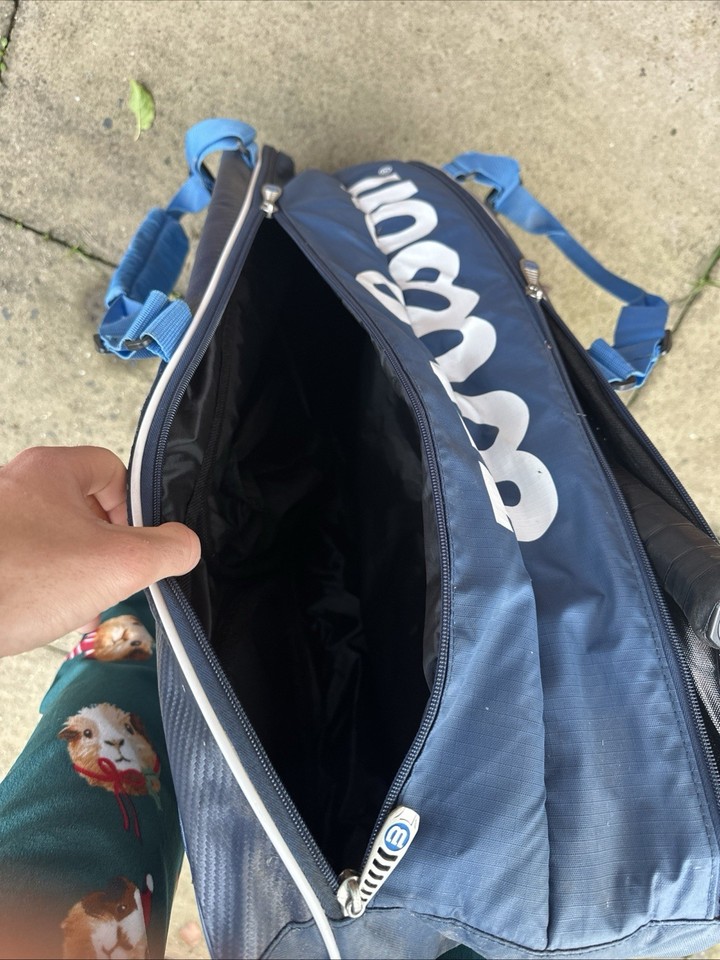 Wilson Tour Tennis Bag Rackets Blue White VGC Sports Straps Durable ...