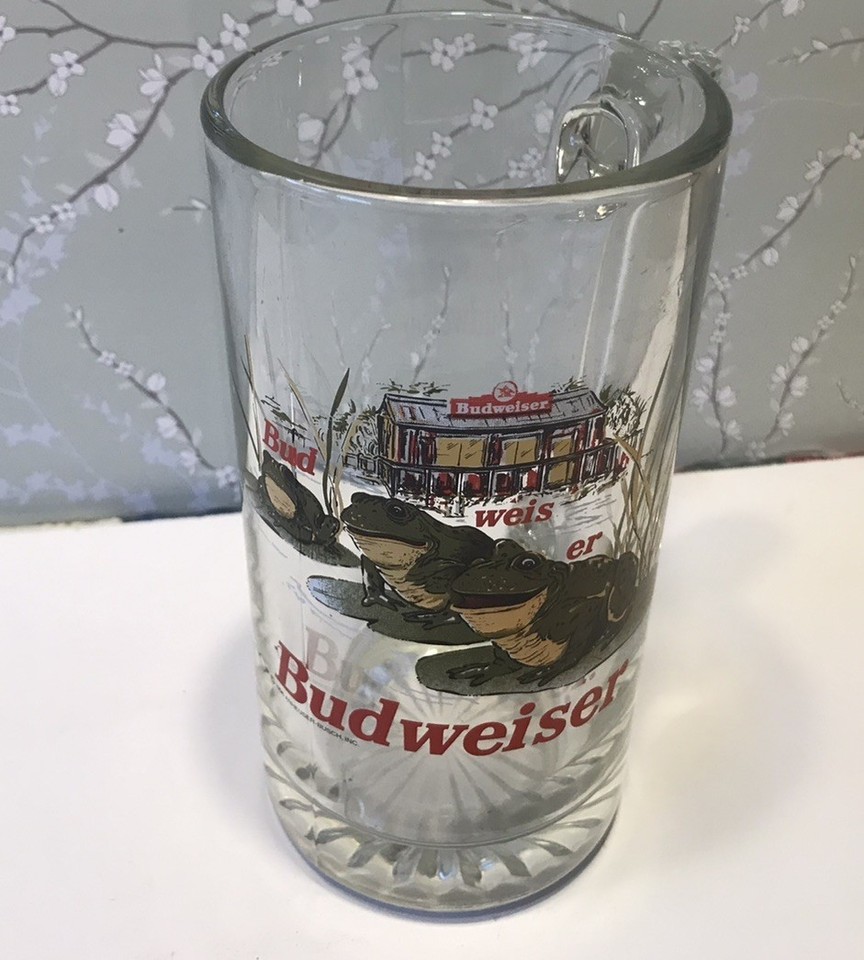 Vintage 1996 Budweiser Frogs Beer Mug Glass Stein Bud-Weis-Er ...