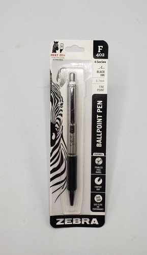 Zebra Ballpoint Pen F402 Black Ink .7mm Fine Point Stainless Steel ...