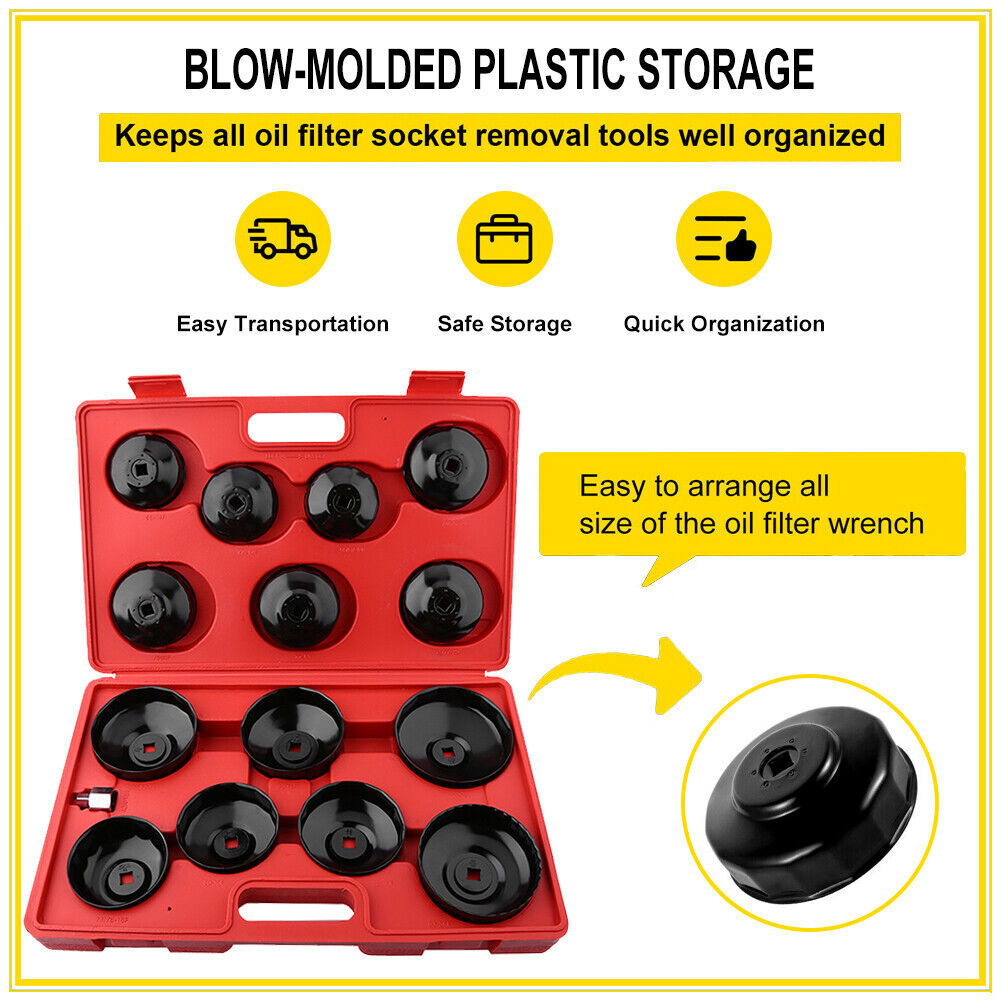 15PCS Oil Filter Cap Cup Type Wrench Removal Tool Set Removal Socket ...