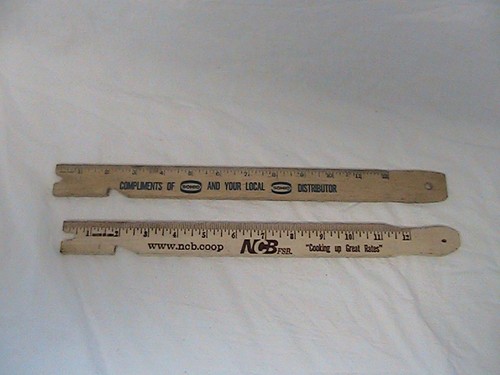 2 OVEN STICK 12" RULERS 1 IS SOHIO 1 IS NCB BANK WITH MEAT THERMOMETER ...