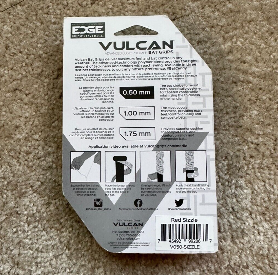 Vulcan Advanced Polymer Bat Grip - Ultra Light 0.50 MM | eBay