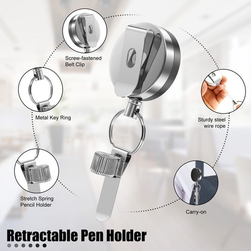 5Pcs Retractable Pen Holder 25.6inch Stainless Steel Retractable Pull ...