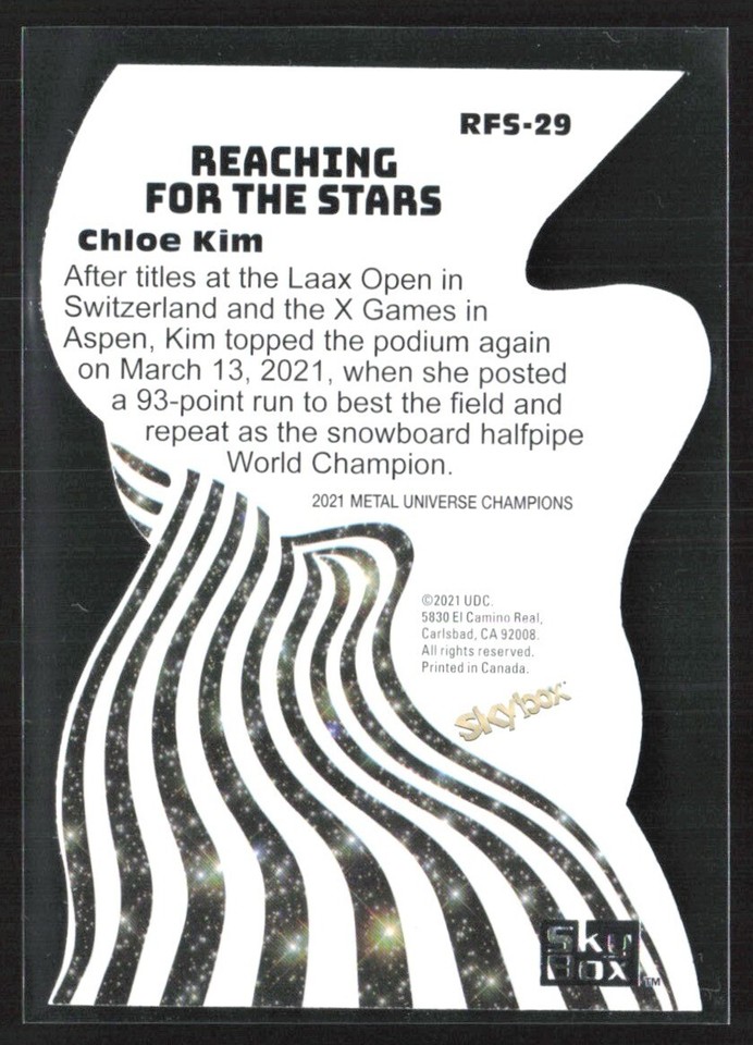 Chloe Kim 2021 Skybox Metal Universe Reaching for the Stars #RFS-29 | eBay