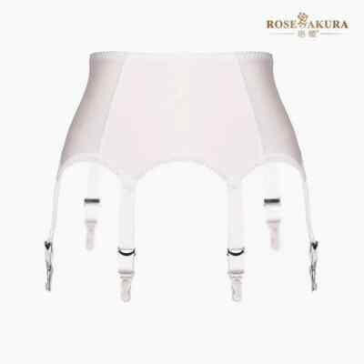 High Waisted 6 Strap White Suspender Belt With 19mm Metal Clasps | eBay UK