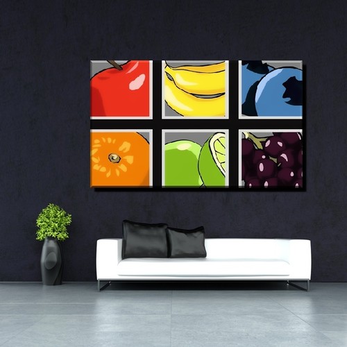 LEINWAND BILD BILDER XXL POP ART OBST FRÜCHTE APFEL GRAFFITI ABSTRAKT ...